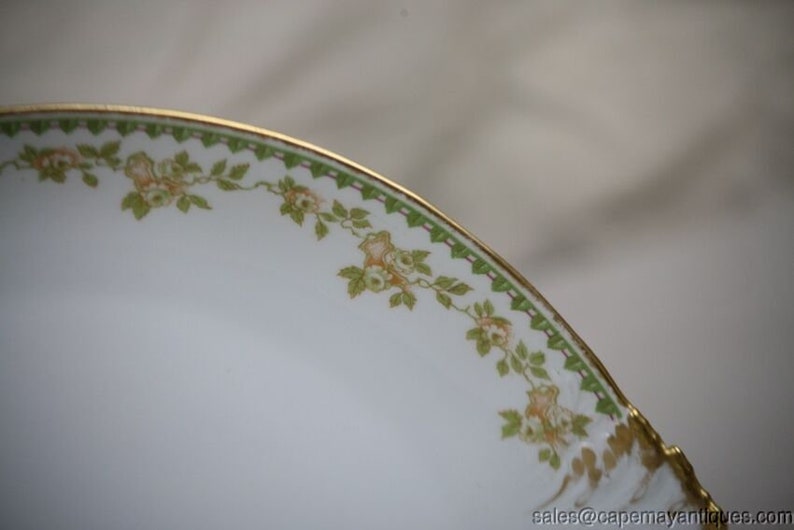 Limoges Platter Gold Tray Gilt Splayed Handles Green Peach | Etsy