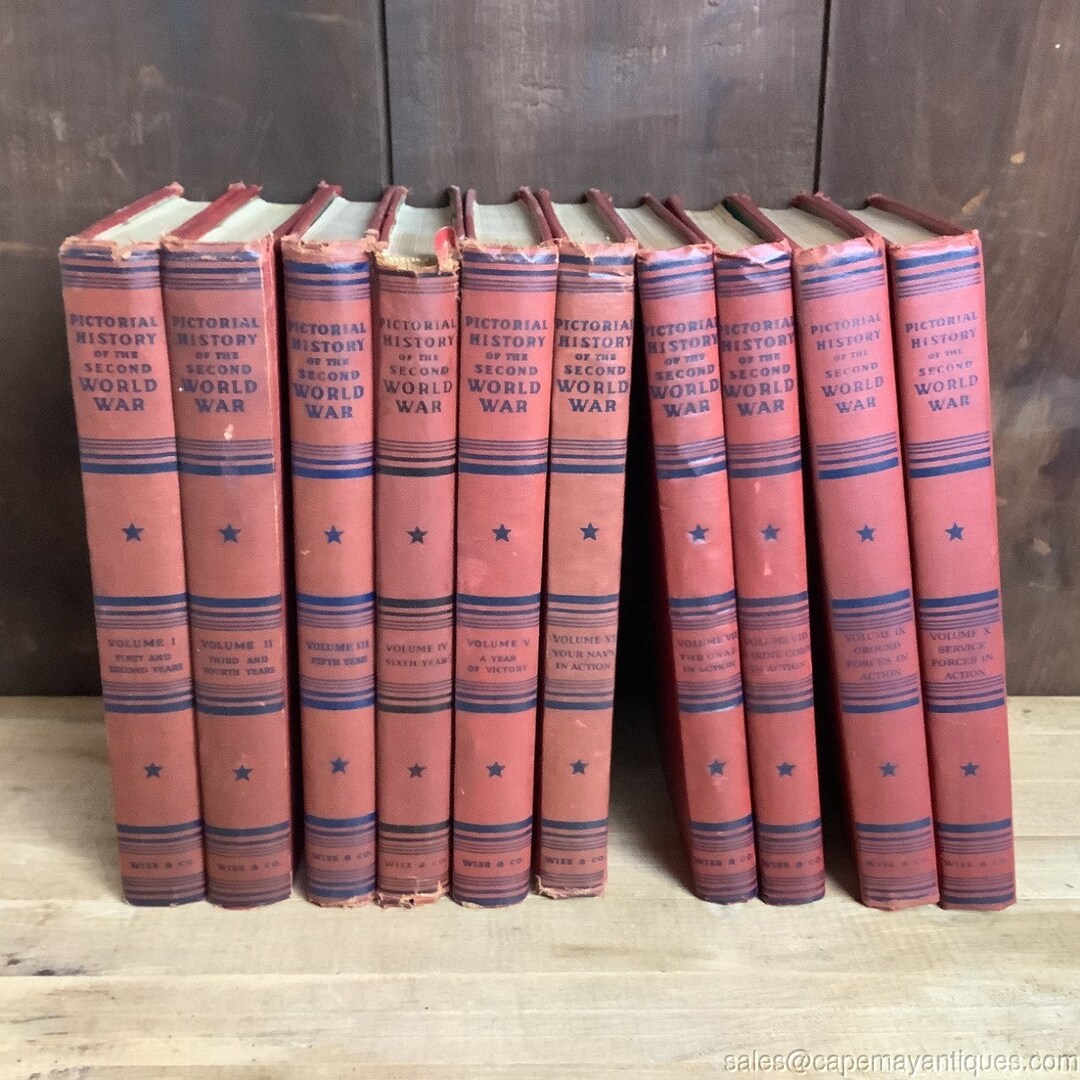 10 Volume Book Set Pictorial History of the Second World War Red Blue ...