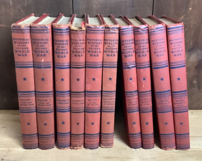 10 Volume Book Set Pictorial History of the Second World War Red Blue ...
