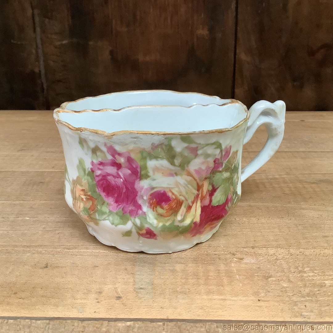 Cottage Core Rose Floral Moustache Cup European Pink Yellow Roses ...