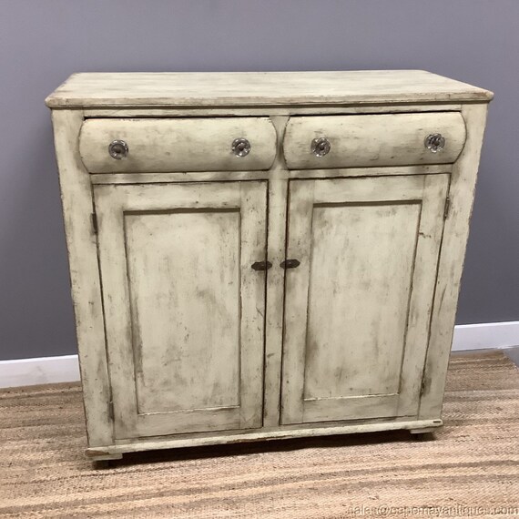 Antique Jelly Cabinet Cupboard Farm House Home Storage Glass Handles Solid Wood