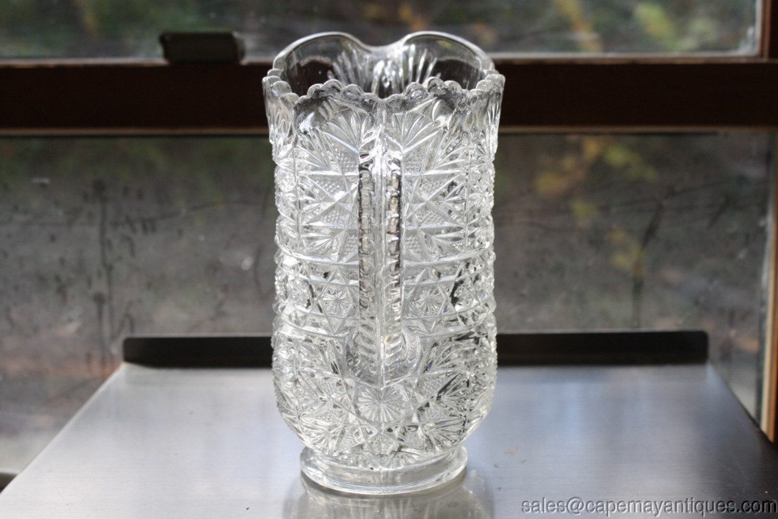 Vintage Pressed Glass Pitcher Jug Water Wine Pitcher 7.5 | Etsy