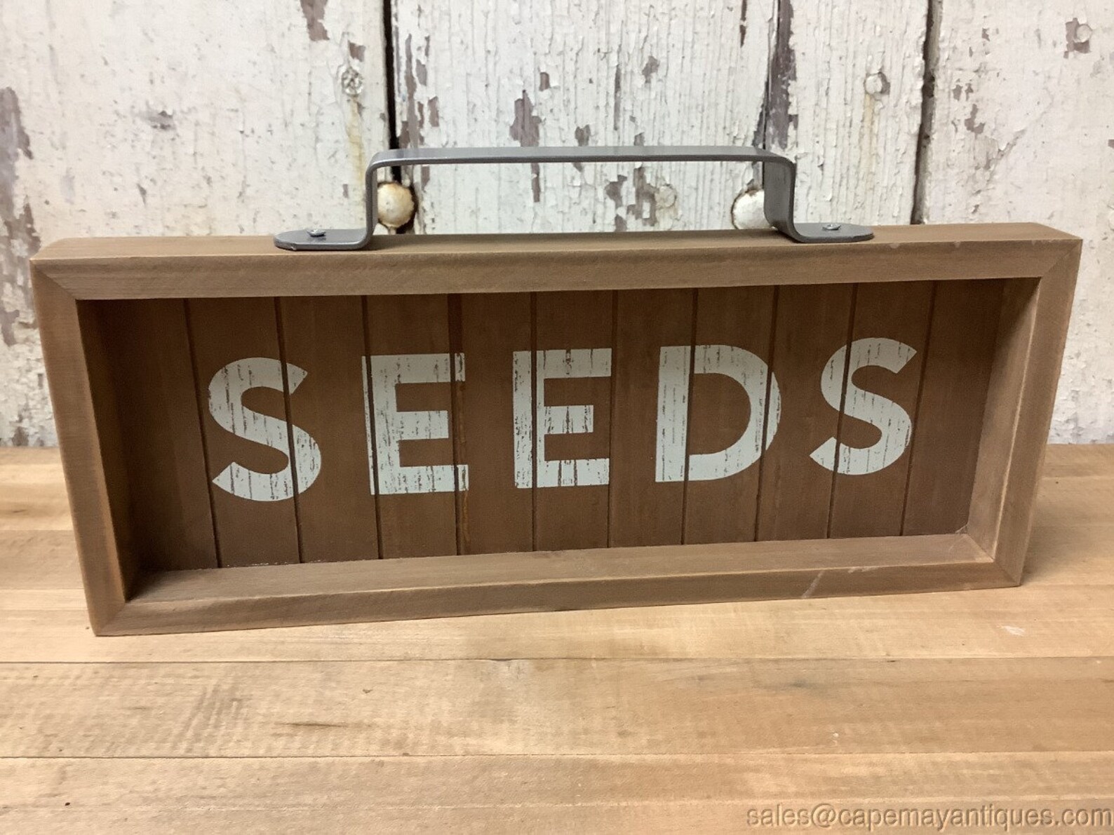 Seeds Sign Standing Wood Shelf Decor Galvanized Handle Brown | Etsy