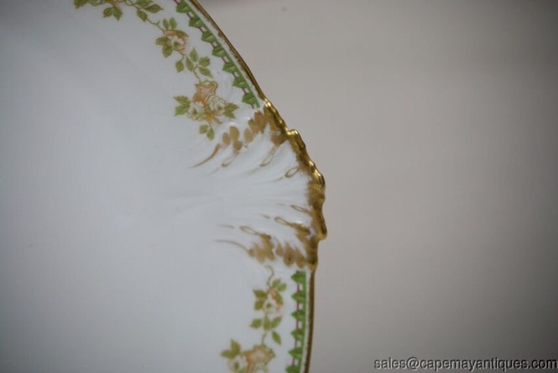 Limoges Platter Gold Tray Gilt Splayed Handles Green Peach | Etsy