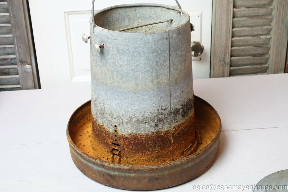 Galvanized Chicken Feeder Rusty Used Barn Farm Home Decor - Etsy