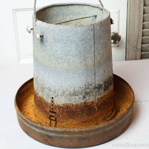 Galvanized Chicken Feeder Rusty Used Barn Farm Home Decor Repurpose to ...