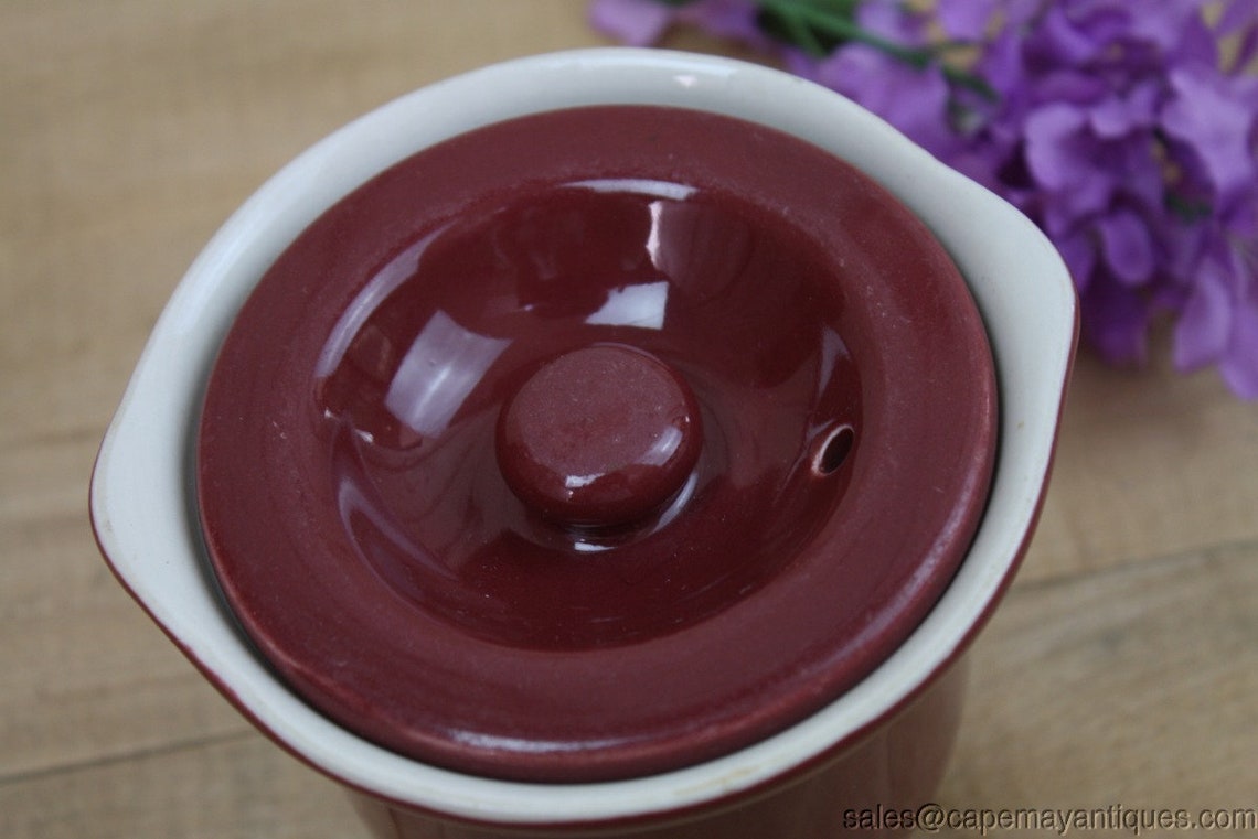 Hall Pottery Bean Pot with lid 470 Maroon Rare Color | Etsy