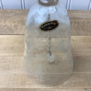 Cambridge Glass Dinner Bell Portia Pattern Original Sticker Clean Bell ...