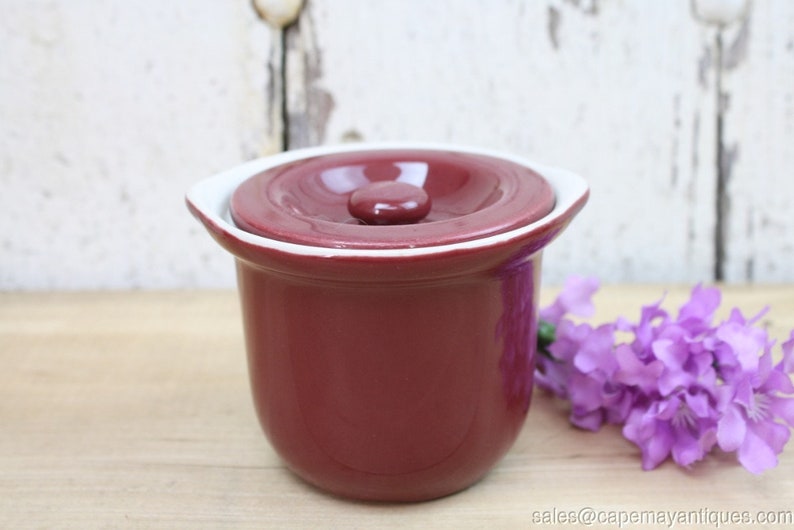 Hall Pottery Bean Pot With Lid 470 Maroon Rare Color - Etsy