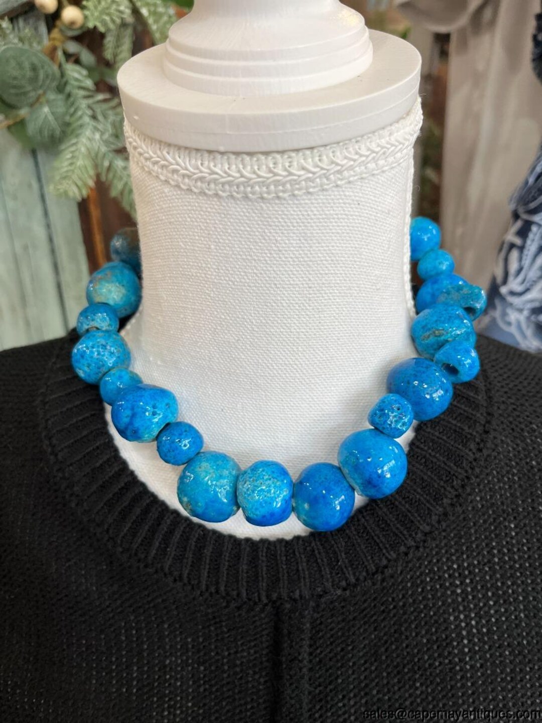 Vintage Persian Blue Faience Donkey Bead Necklace Chunky Textured - Etsy