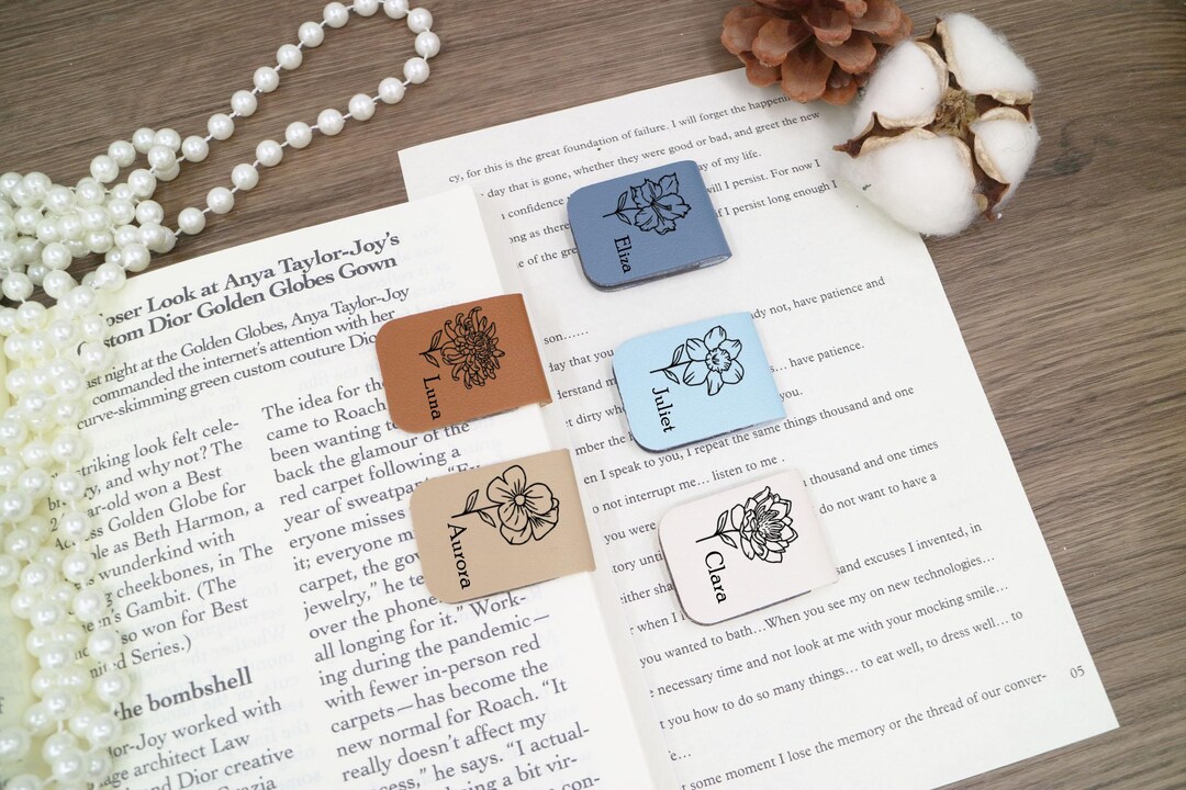 Birthflower Custom Bookmark,personalized Leather Magnetic Bookmark With ...