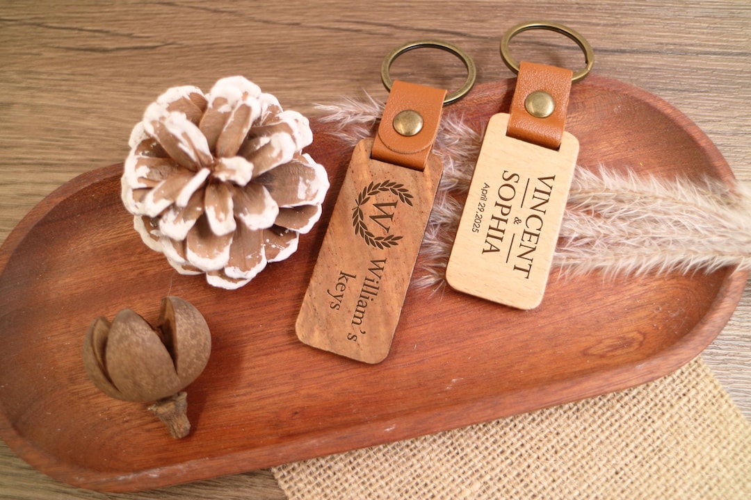Personalized Walnut Keychain-custom Engraved Wood Gift for Her or Him ...