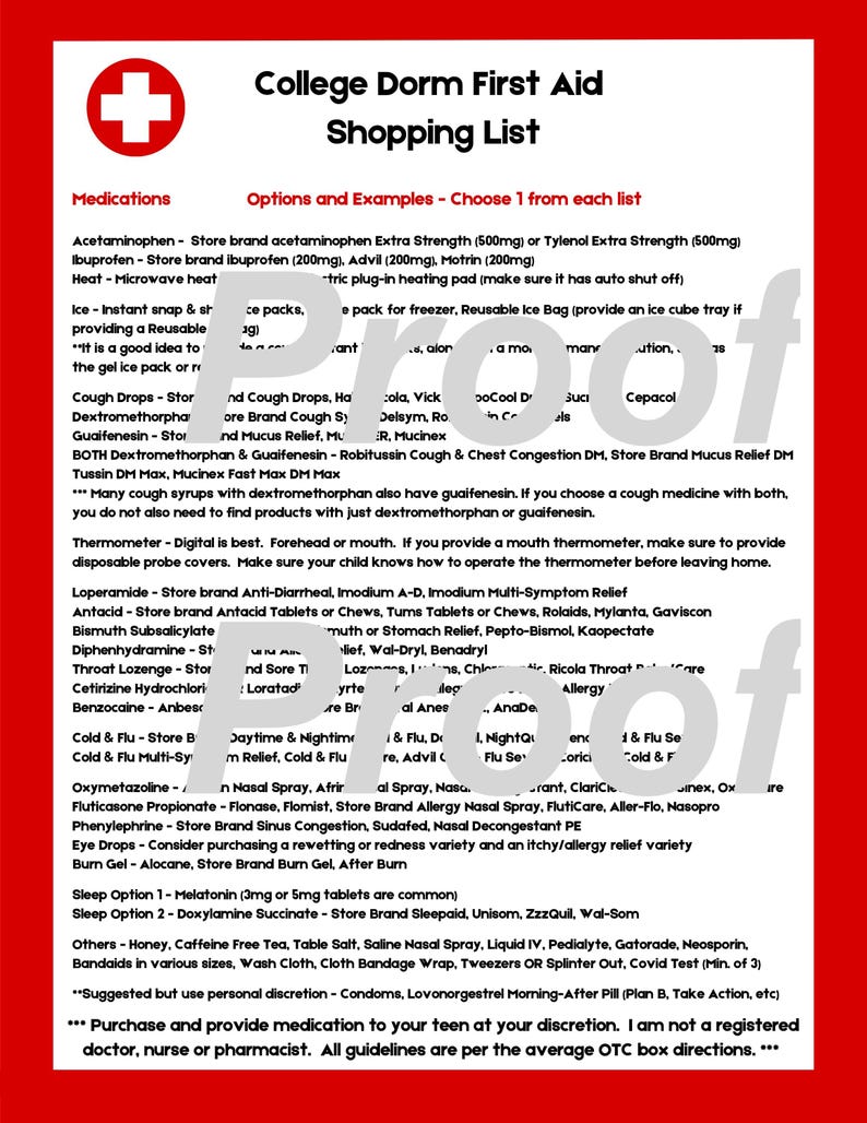 First Aid and Medication Guide and Easy Shopping List - Printable and ...