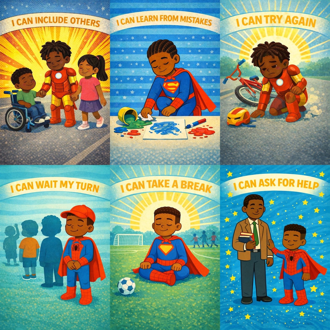 Superhero Affirmation Wall Art for Brown Boys - Etsy