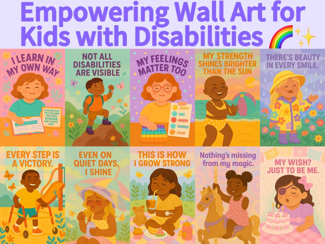 Disability Affirmation Posters: Inclusive Kids Wall Art (set of 10 ...