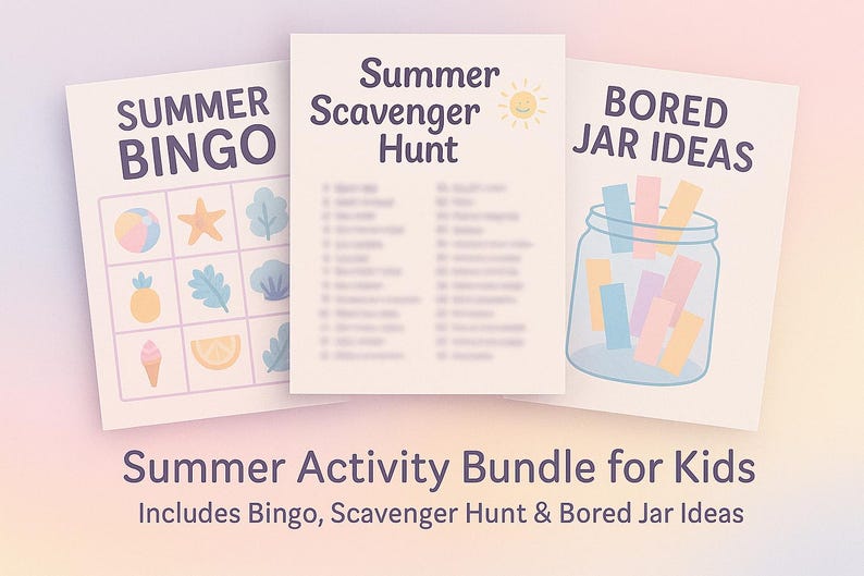 Summer Activity Bundle for Kids – Printable Bingo, Bored Jar Ideas ...