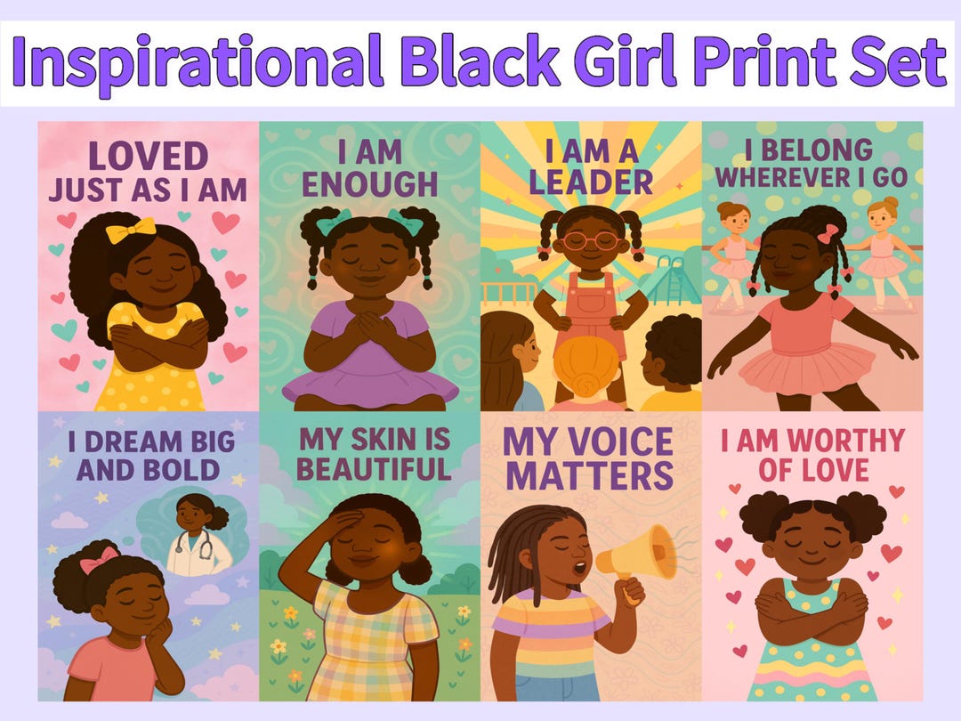 Black Girl Empowerment Wall Art Set for Girls Room - Printable ...