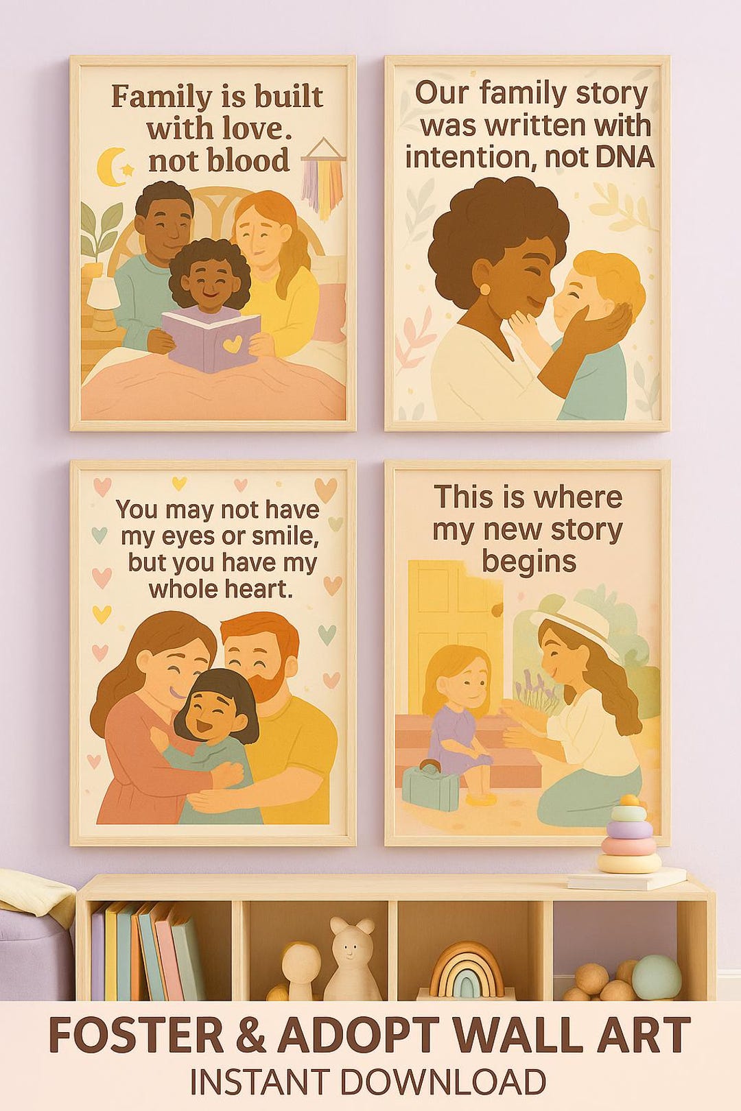 Foster and Adopt Wall Art Set- Printable Adoption Quotes for Classroom ...