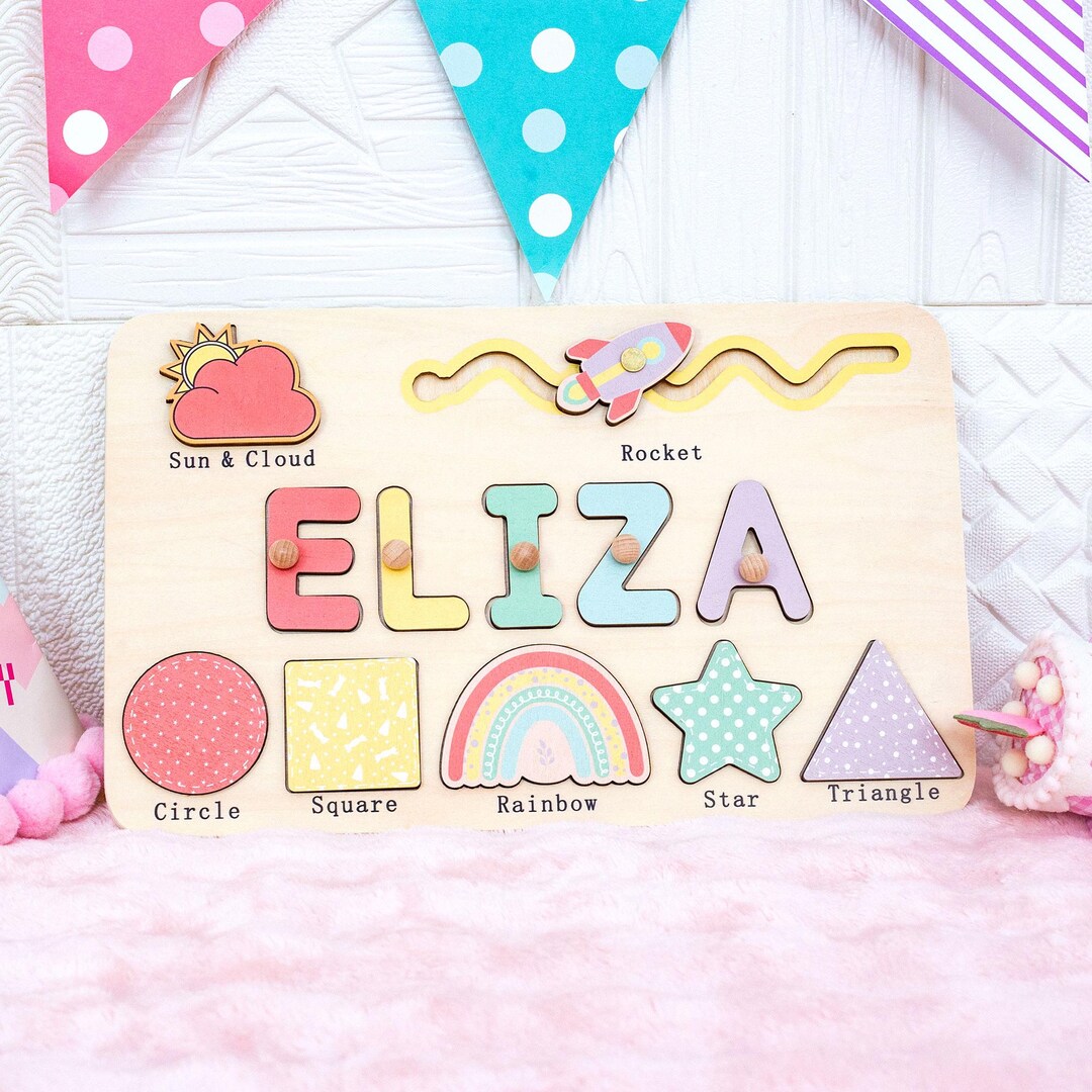 Puzzle Sensory Wooden Toys,custom Name Puzzle Wooden Baby Toys,colorful ...