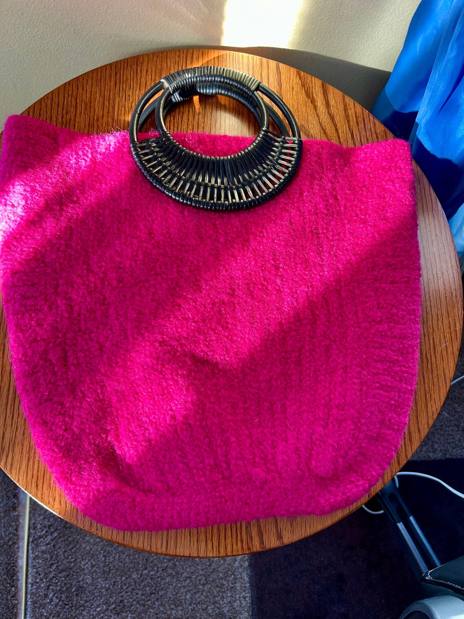 Rattan Top Handle Handbag Felted Crochet Fuchsia Color (purse) - Etsy