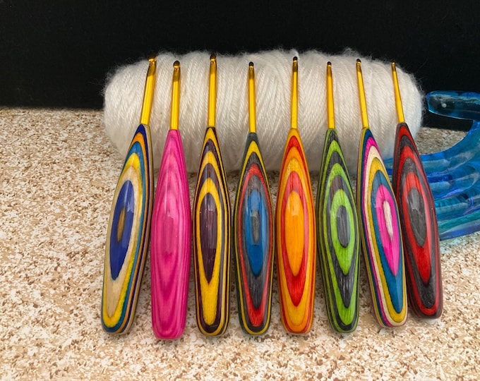 Handmade Tulip Etimo Crochet Hook Set With Color Wood Handle - Etsy