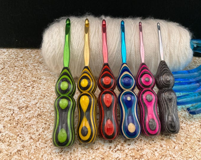 Handmade Too Shay Wood Crochet Hook Handle With Susan Bates Hook ...