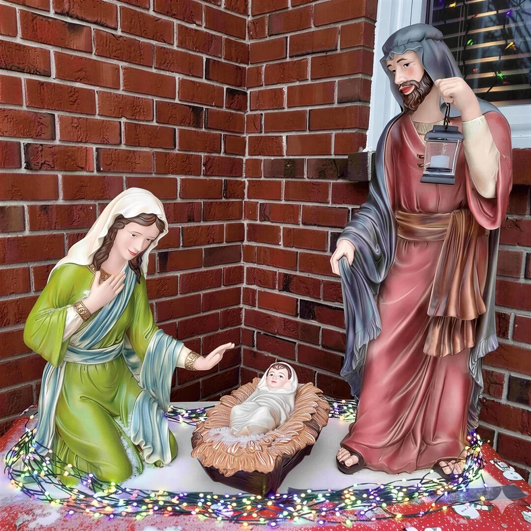 37 Inch Large Nativity Set 3 Piece Christmas Scene | Mary Joseph Baby ...