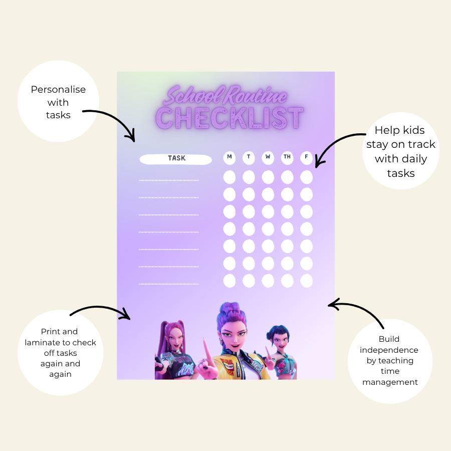 Huntrix and Saja Boys Printable Routine Chore and Reward Chart Digital ...