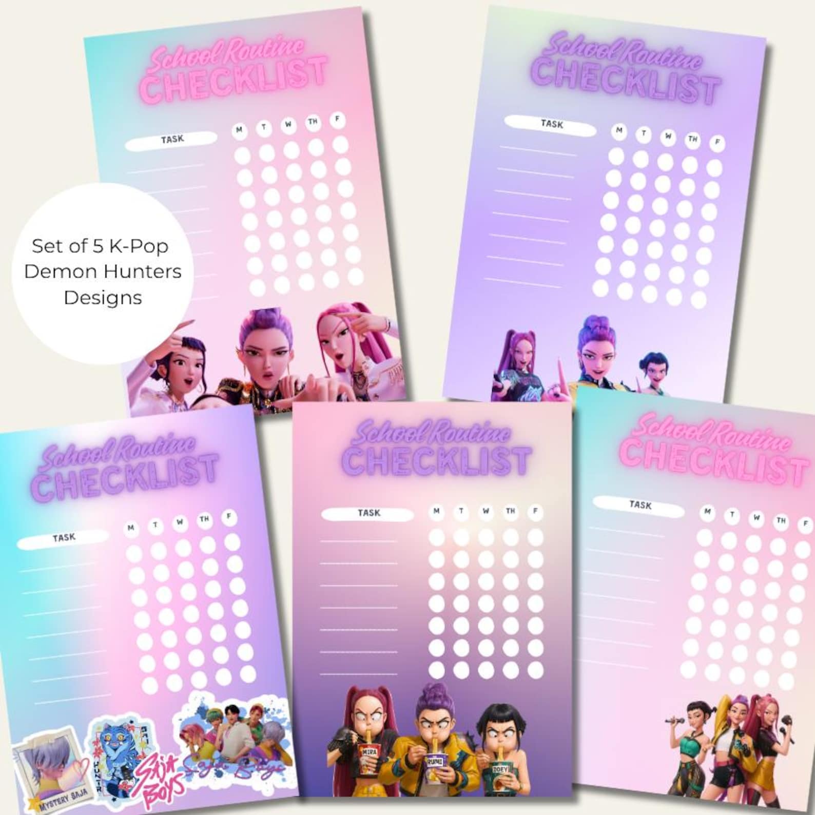 Huntrix and Saja Boys Printable Routine Chore and Reward Chart Digital ...