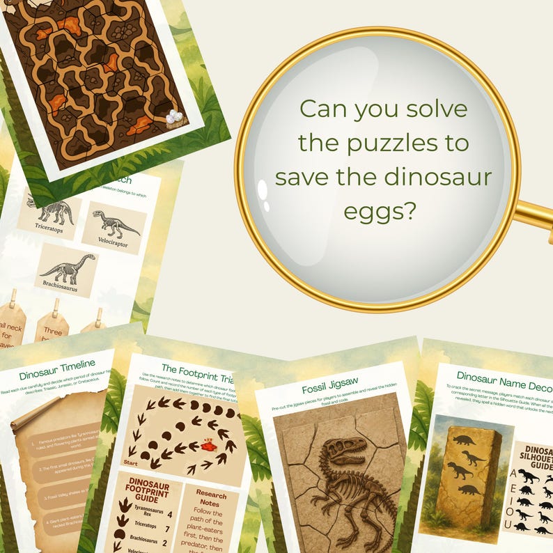 Dinosaur Escape Room Kit: Printable Puzzle Adventure Game (digital ...