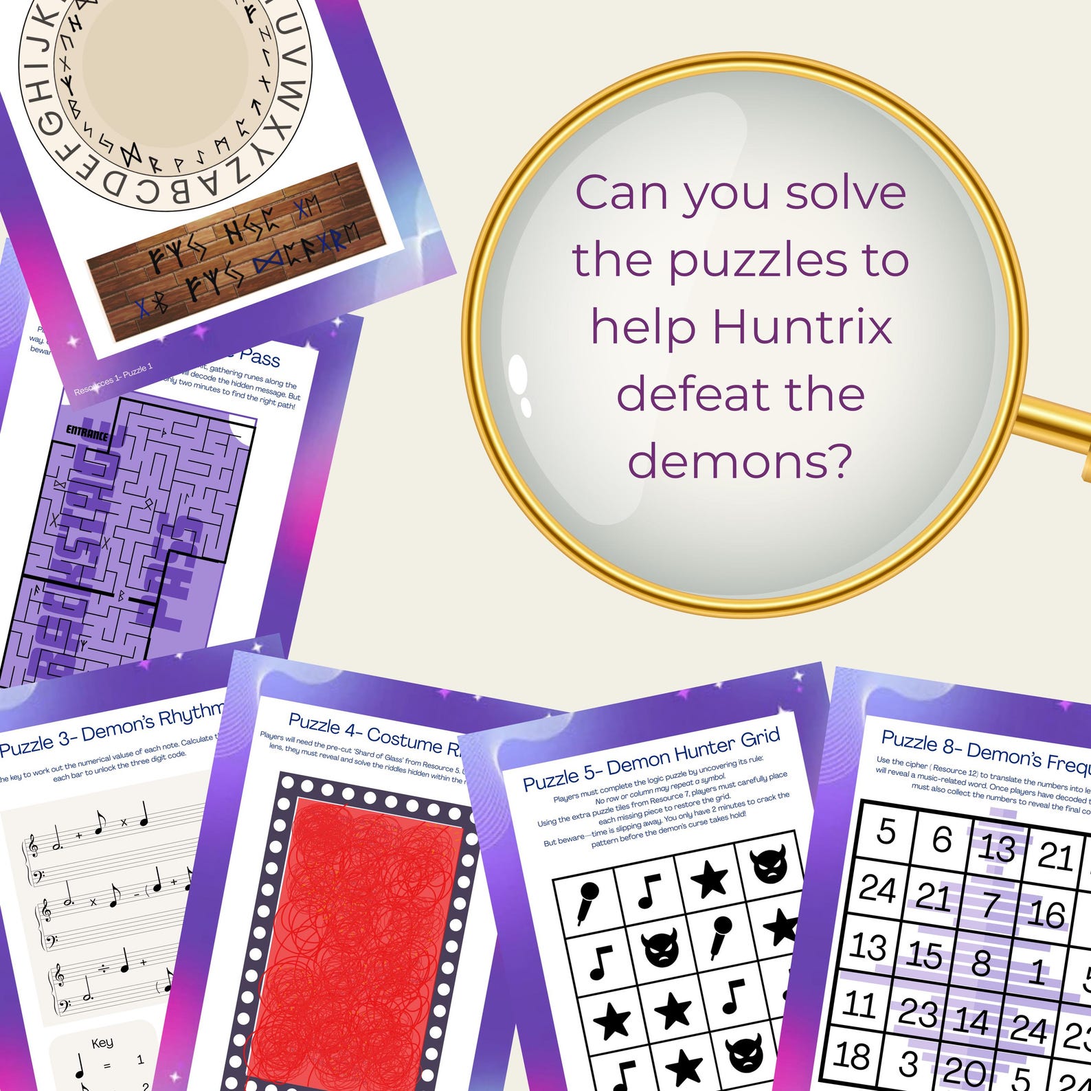 Printable K-pop Escape Room Game for Kids Huntrix Demon Hunters Party ...