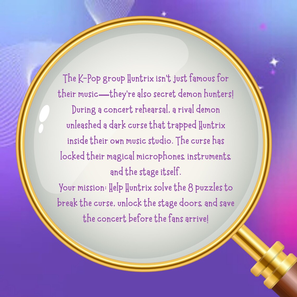Printable K-pop Escape Room Game for Kids Huntrix Demon Hunters Party ...