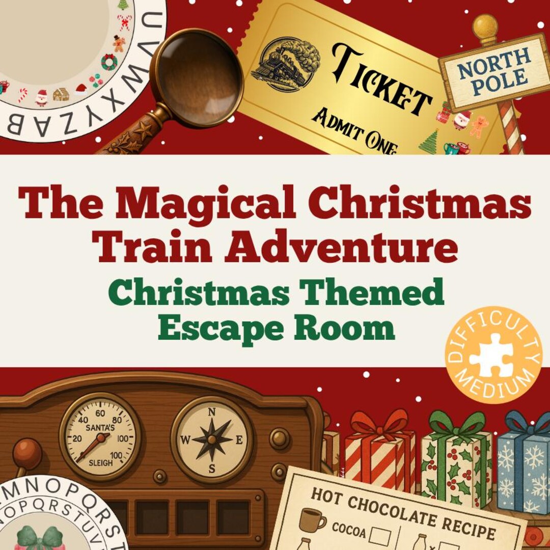 Printable Christmas Escape Room: Polar Express Train Adventure (ages 8 ...