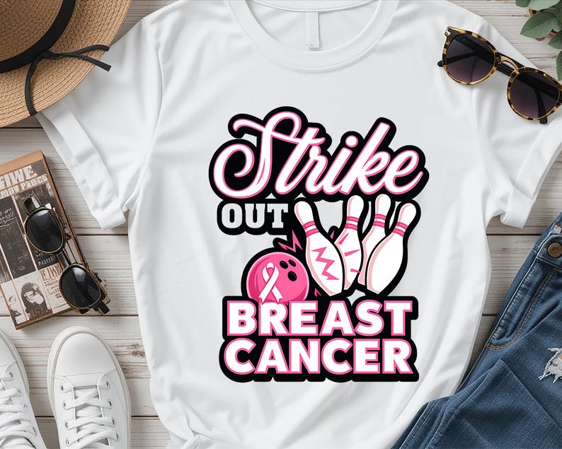 Strike Out Breast Cancer PNG: Pink Ribbon Bowling Design (digital Download) - Etsy
