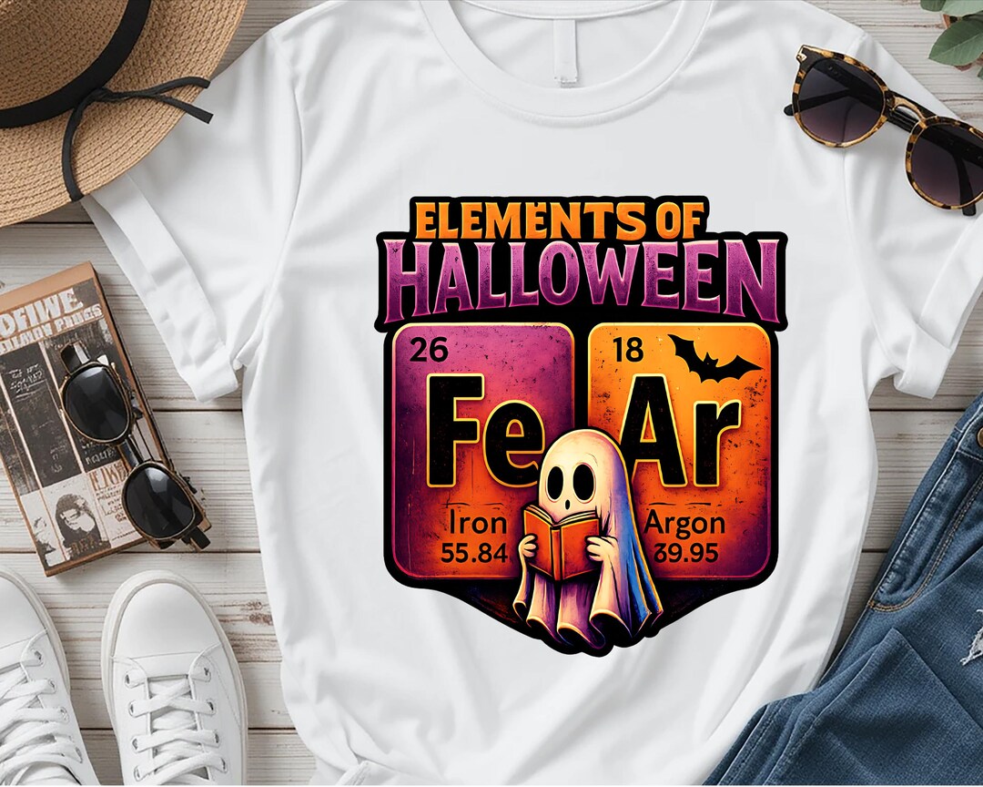 Funny Science Ghost Halloween Design: Fear Periodic Table (PNG Digital ...
