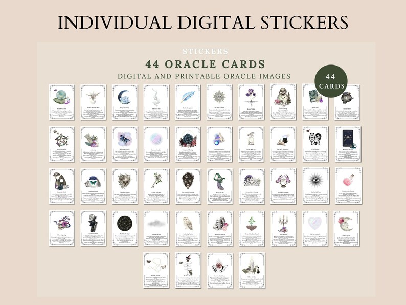 Oracle Card Stickers, Printable Deck for Journals, Shadow Work ...