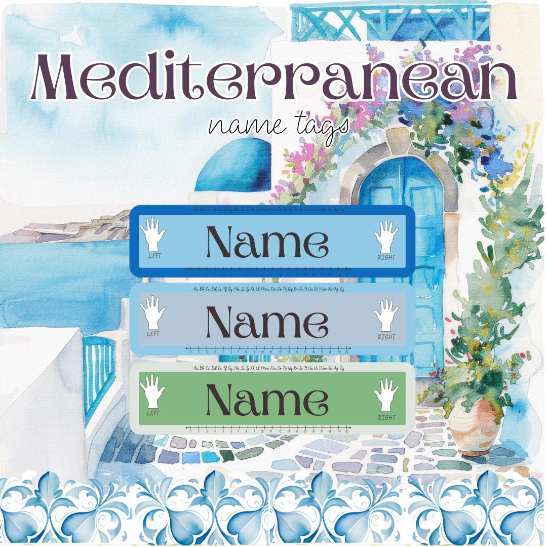 Mediterranean Name Tags Classroom Decor Teacher Classroom Decor Pack - Etsy