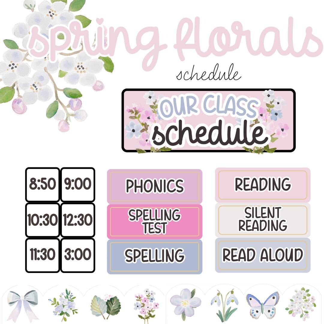 Bright Floral Classroom Schedule Decor (digital Download, Editable in ...