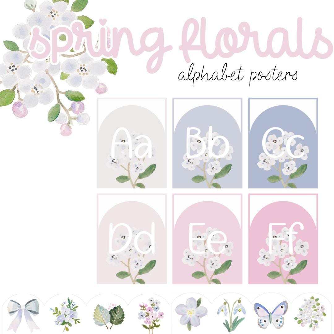 Floral Alphabet Classroom Poster: Teacher Decor (digital Download) - Etsy