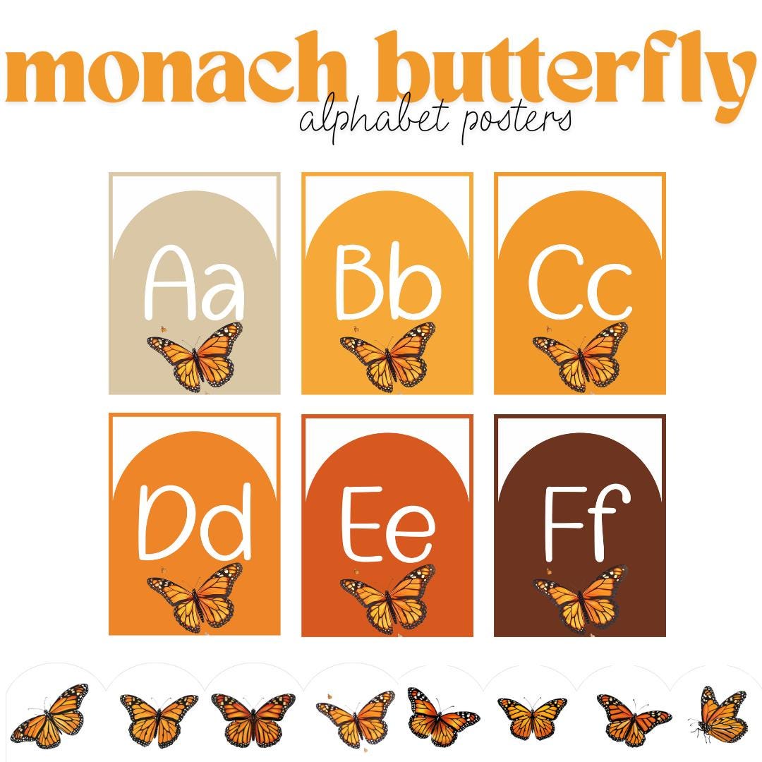 Monarch Butterfly Alphabet Posters Classroom Decor - Etsy