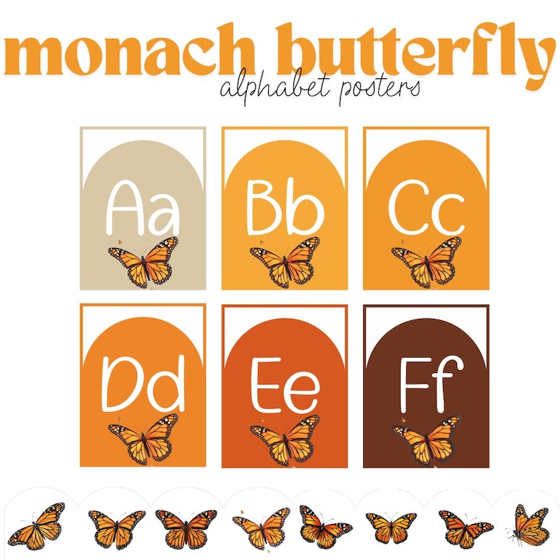 Monarch Butterfly Alphabet Posters Classroom Decor - Etsy