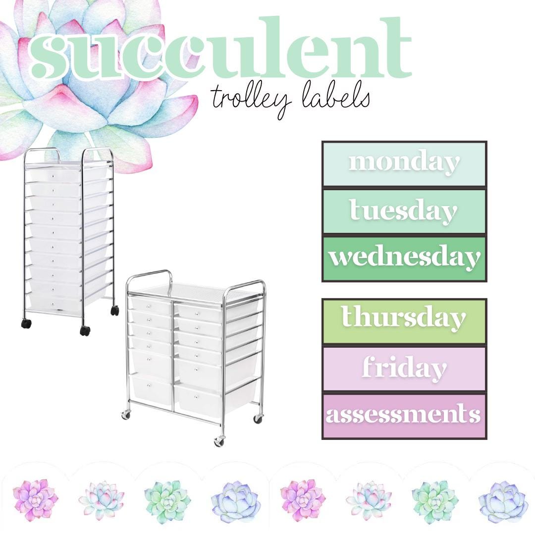 Succulent Classroom Decor: Trolley Labels (digital Download, Editable ...