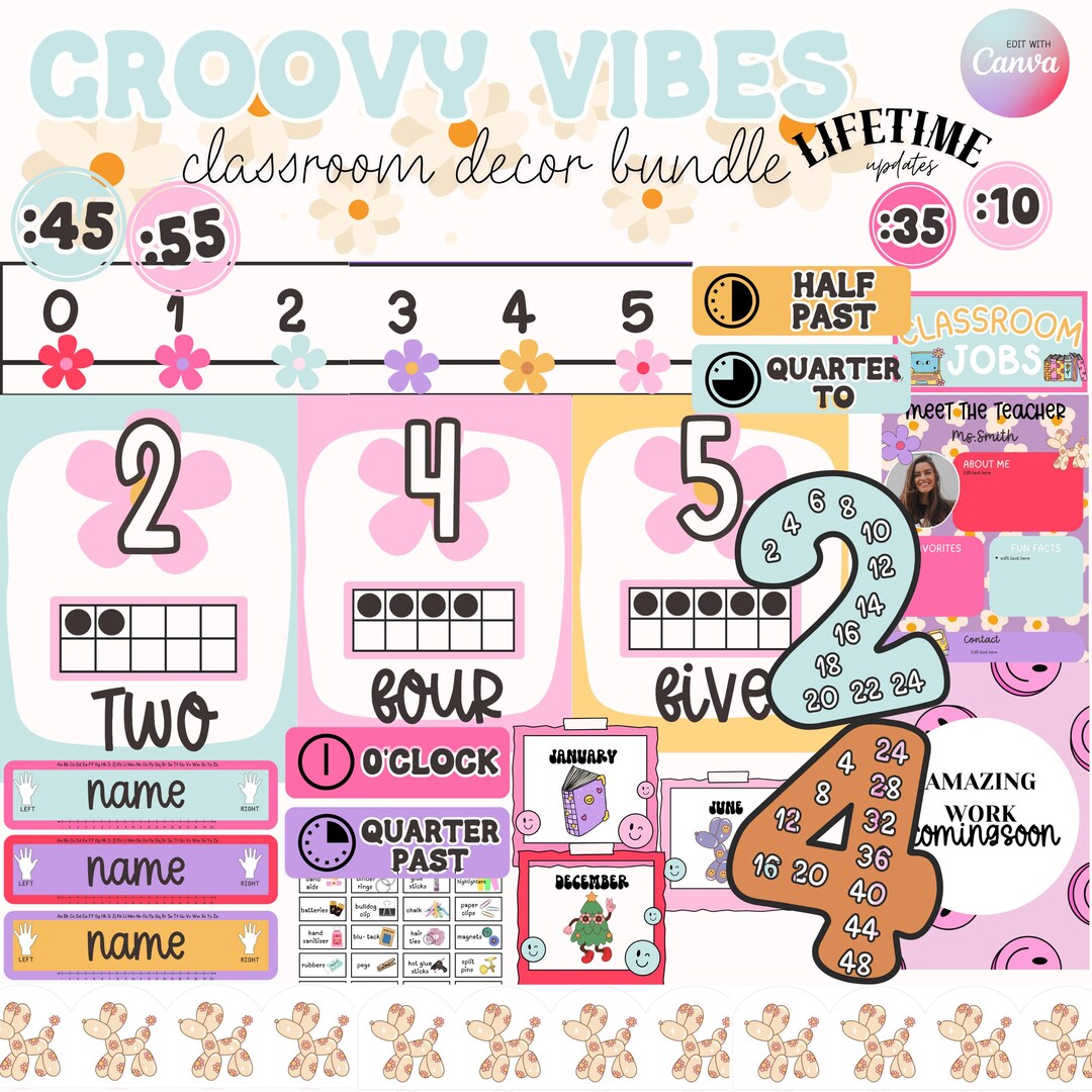 Groovy Vibes Classroom Decor Pack - Etsy