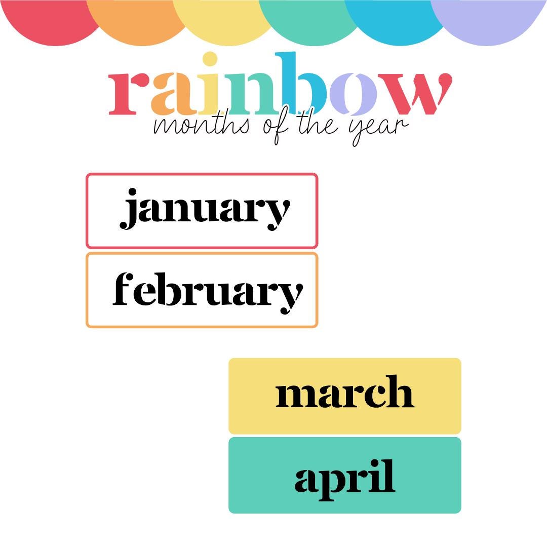 Rainbow Months of the Year Classroom Decor (digital Download, Editable ...