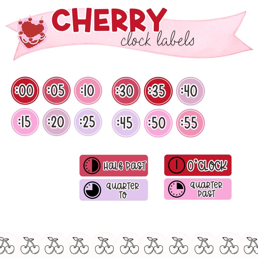 Cherry Clock Labels: Classroom Decor (digital Download, PDF) - Etsy