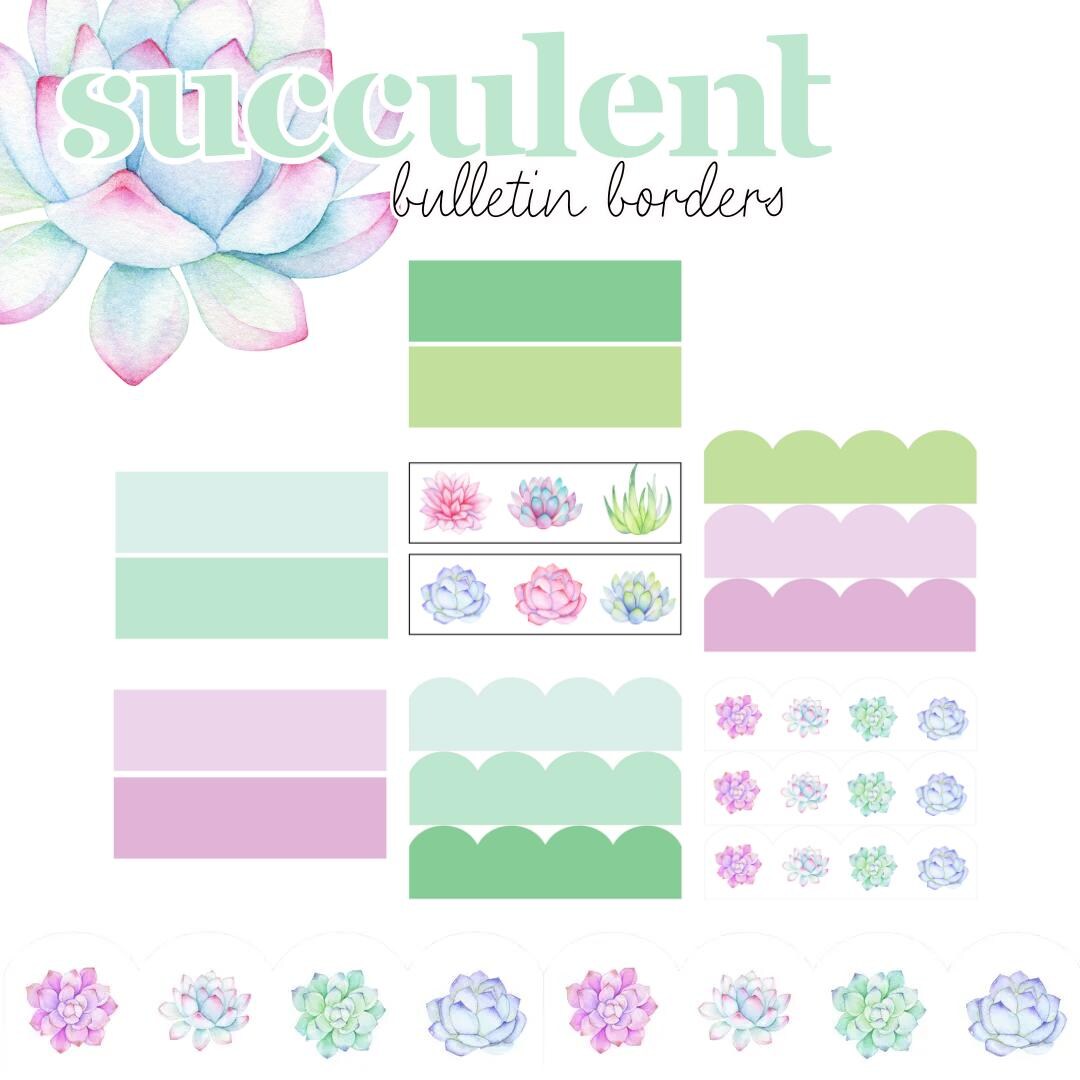 Succulent Bulletin Board Borders: Classroom Decor (digital Download ...