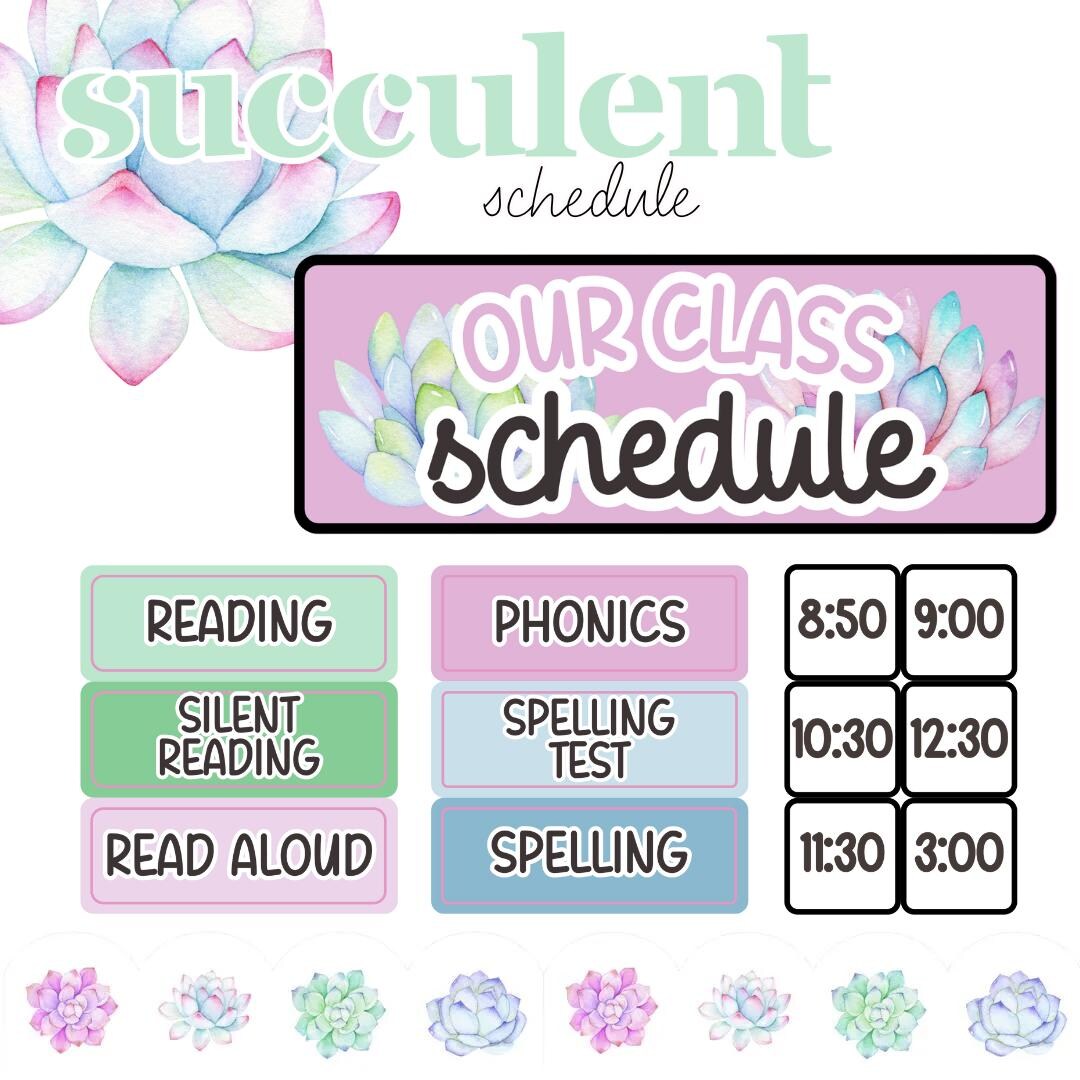 Succulent Schedule Classroom Decor Teacher Classroom Decor Pack - Etsy