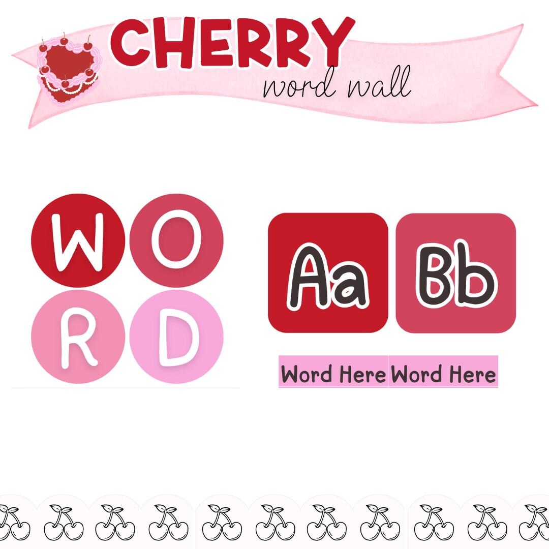 Cherry Word Wall Classroom Decor: Teacher Printable (digital Download ...