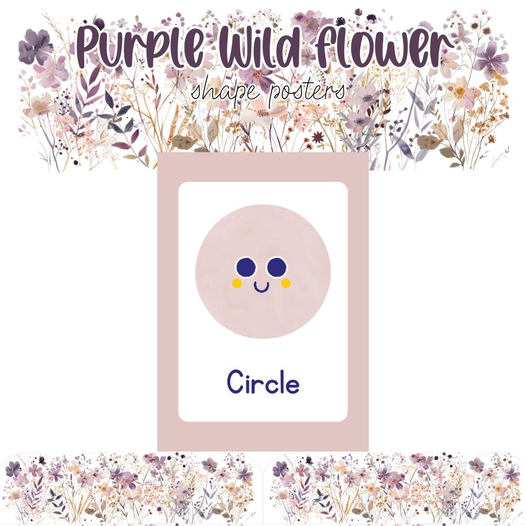 Purple Wildflower Classroom Decor: Shape Posters Bundle (digital ...