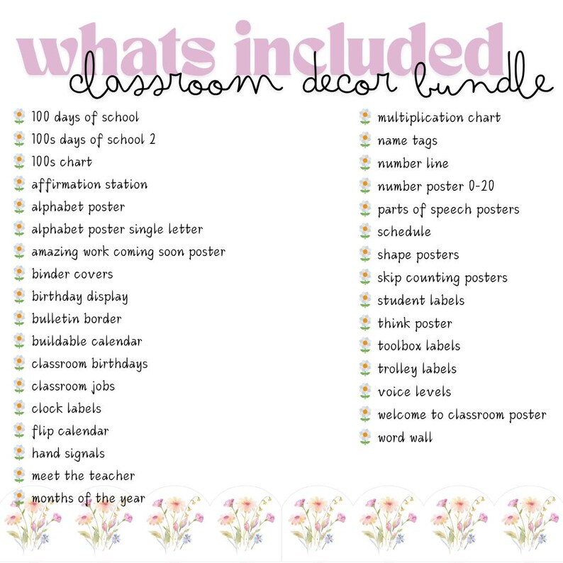 Floral Watercolor Classroom Decor Bundle: Teacher Pack (digital ...
